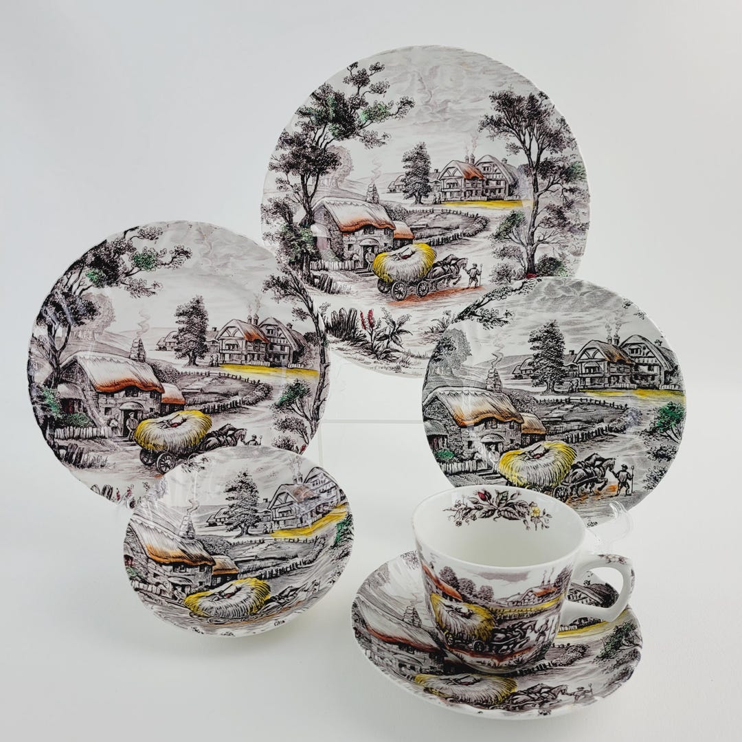 Vintage Staffordshire Yorkshire Dinnerware, English Countryside Farm ...