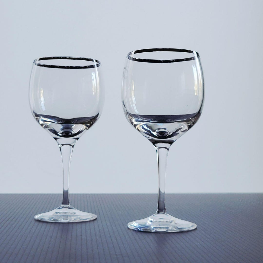 Vintage Lenox Weatherly Wine Glass Set of 2, Platinum Trim, C.1960-80s ...