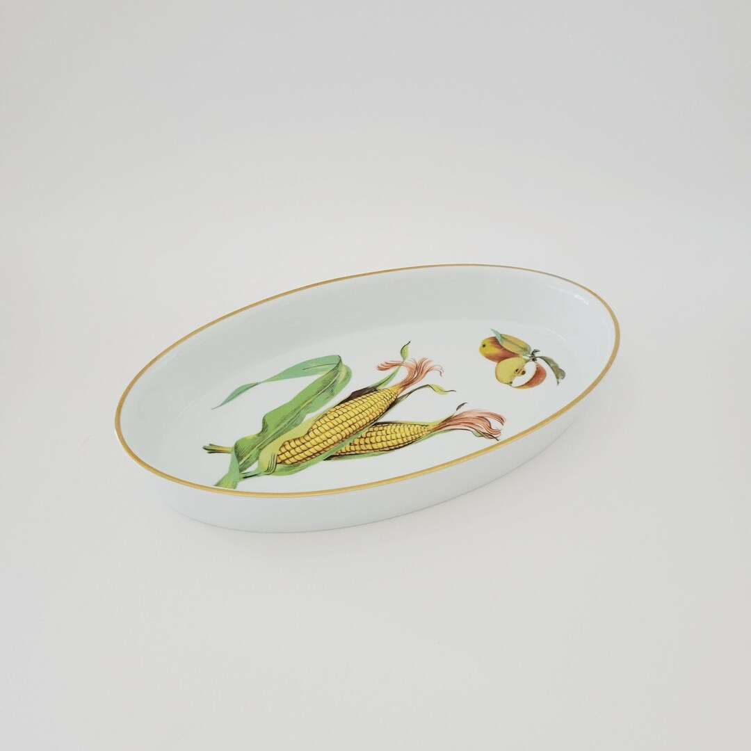 Royal Worcester Evesham 12" Oval Baker Dish, Corn on the Cob & Apple ...