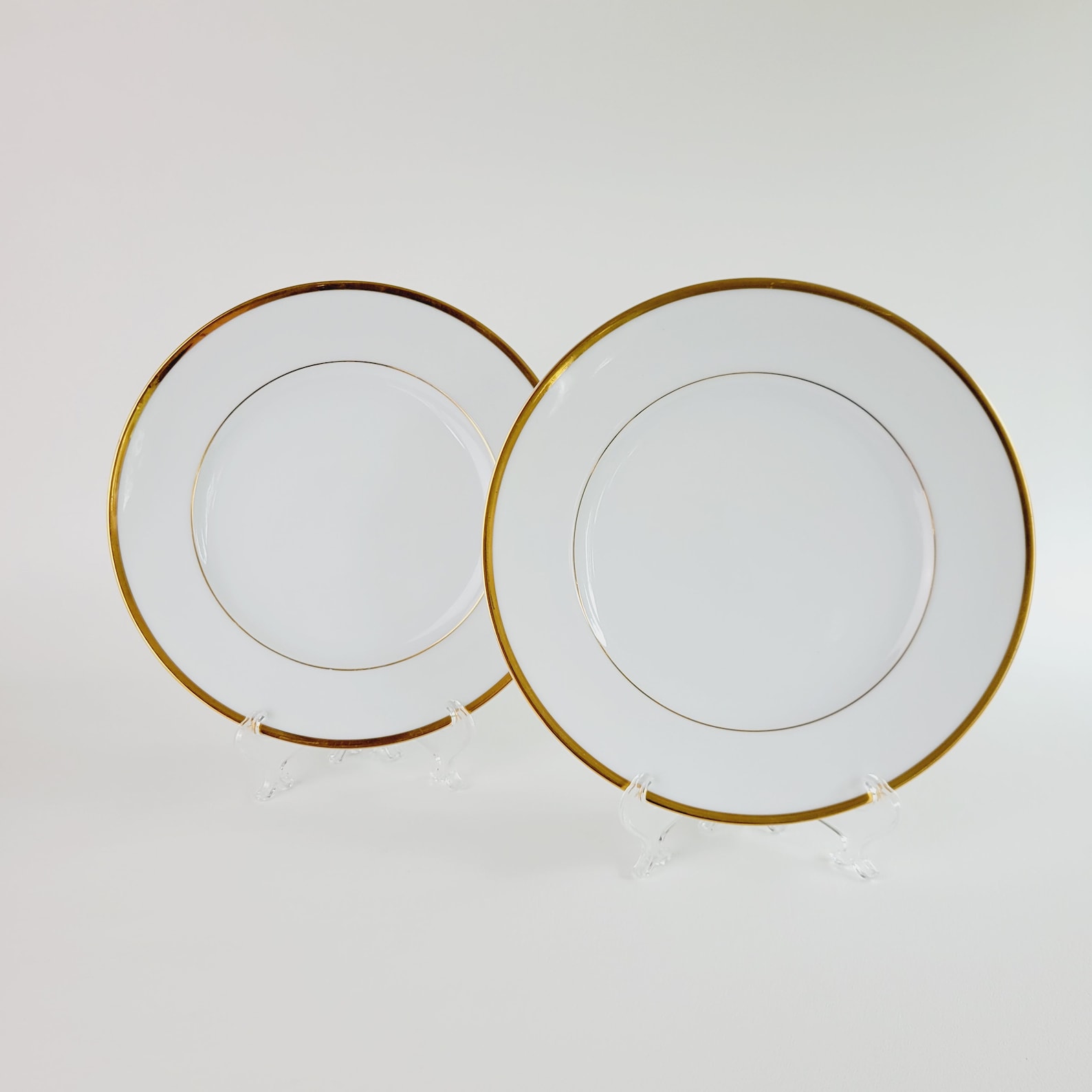 Noritake Ireland Carrie SALAD Plates, White Double Gold Trim, Classic ...