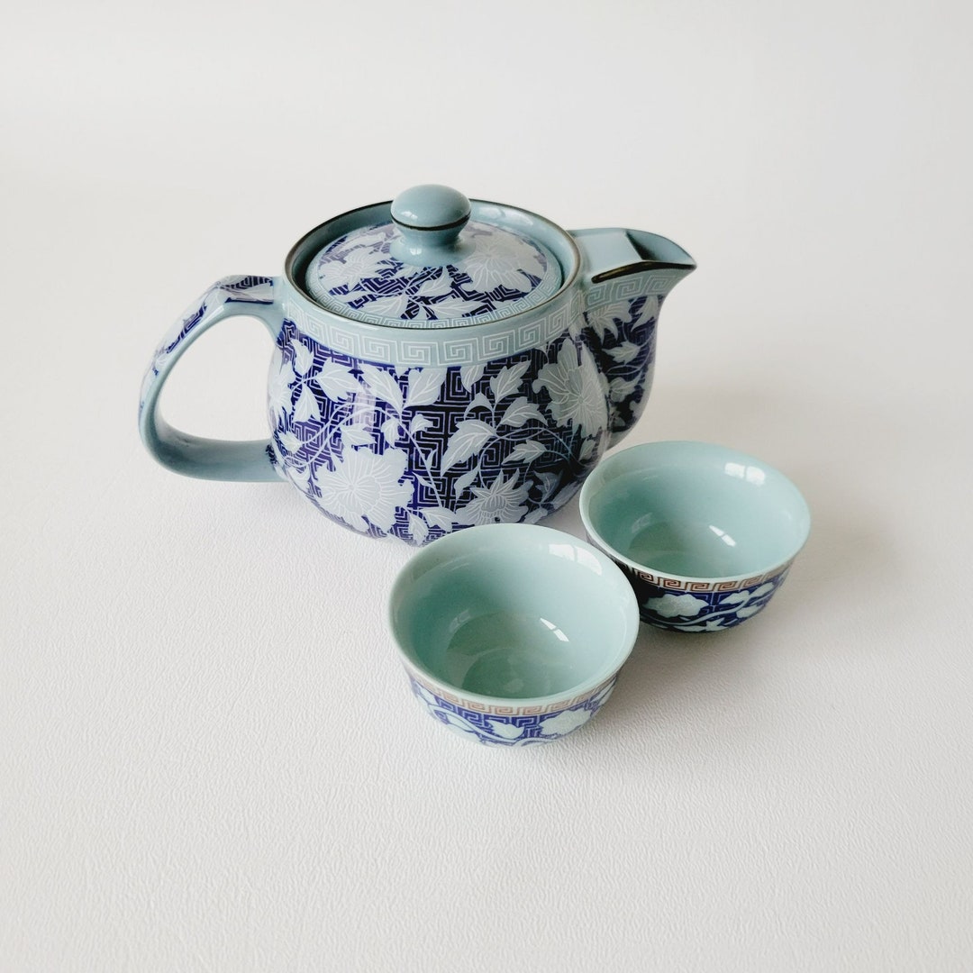 Vintage Chinese Tea Ceremony Set Blue Floral Asian Teapot & - Etsy