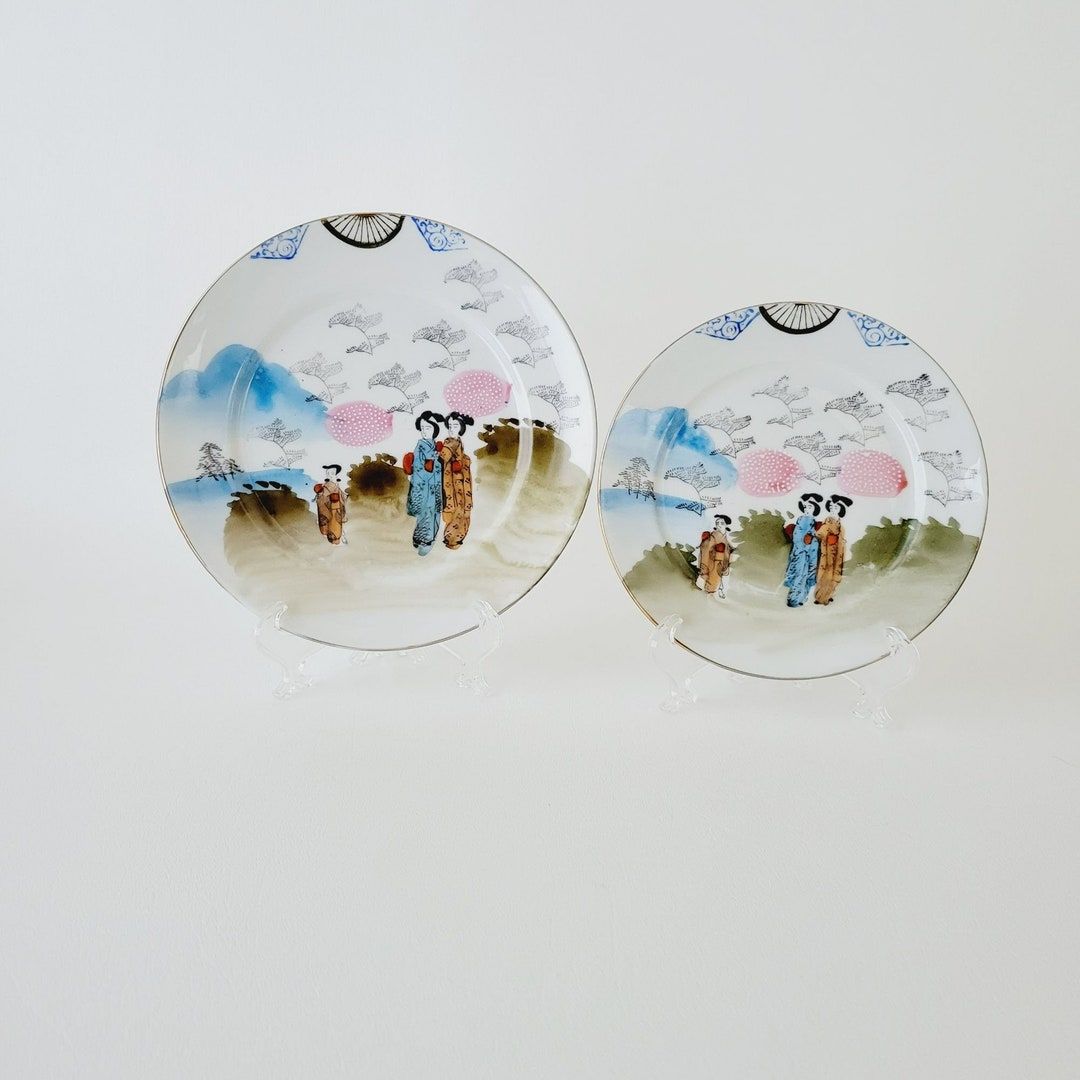 Japanese Kutani Geisha Girls Salad & Bread Plate, Vintage Hand Painted ...