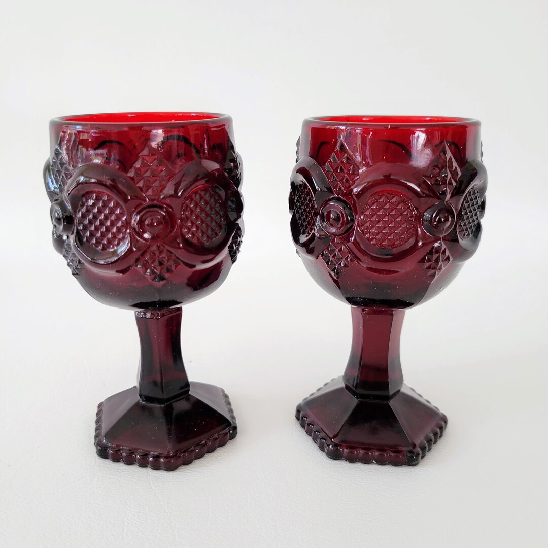 Vintage Avon Ruby Red Cape Cod SMALL Cordial Sherry Goblets, (2) Red ...