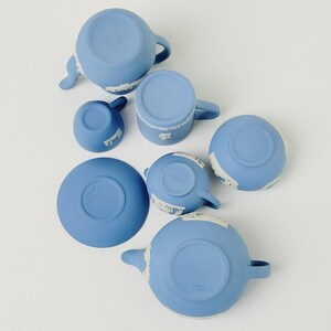 Vintage Wedgwood Blue Jasperware Miniature Tea Set With 12 Pieces: Tray ...