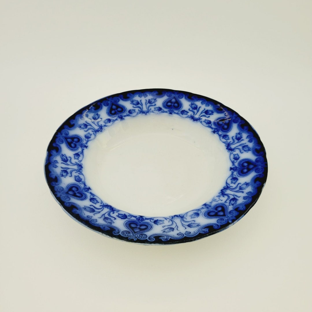 Antique Ford & Sons Flow Blue Soup Bowl, Oxford, Wide Rim Floral, Spade ...