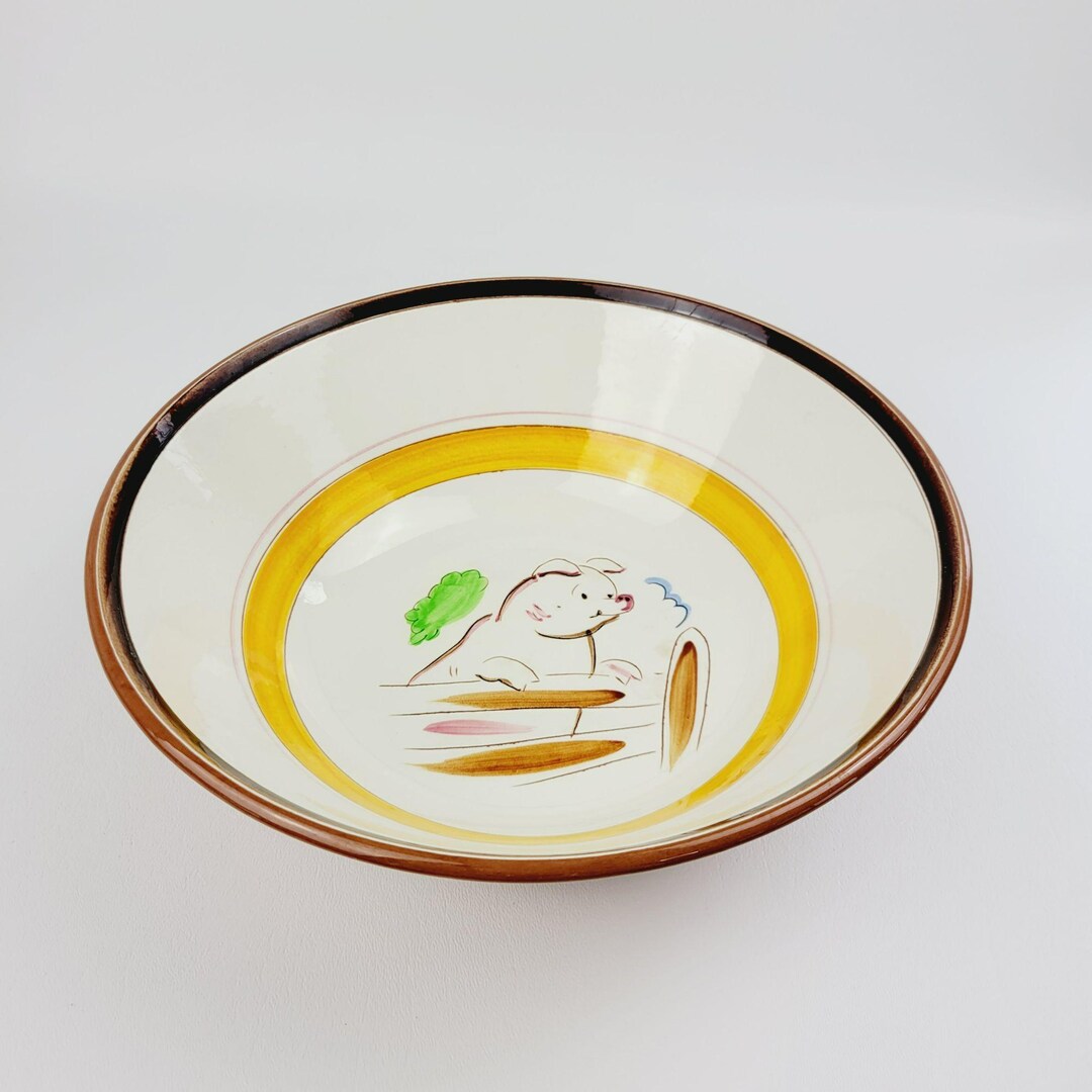 Rare Stangl Pottery Country Life 10" Serving Bowl, Hand-painted Pig in ...