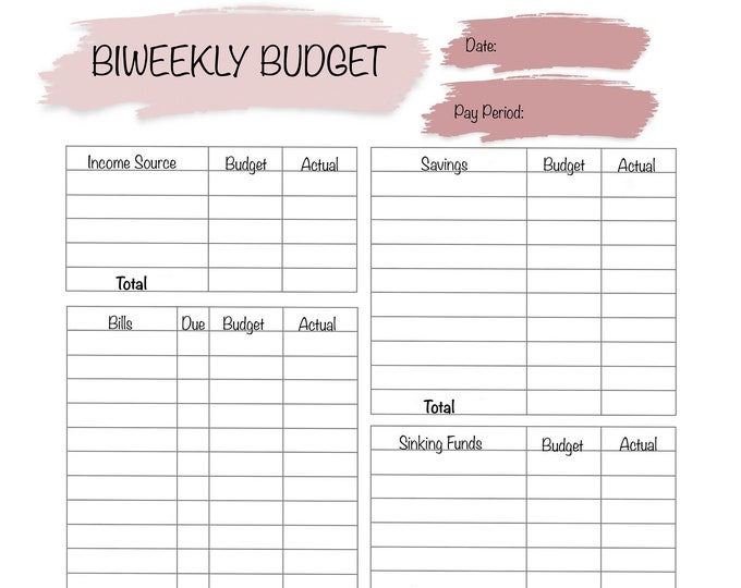 Pink Printable and Digital Biweekly Budget Planner Cash Envelopes ...
