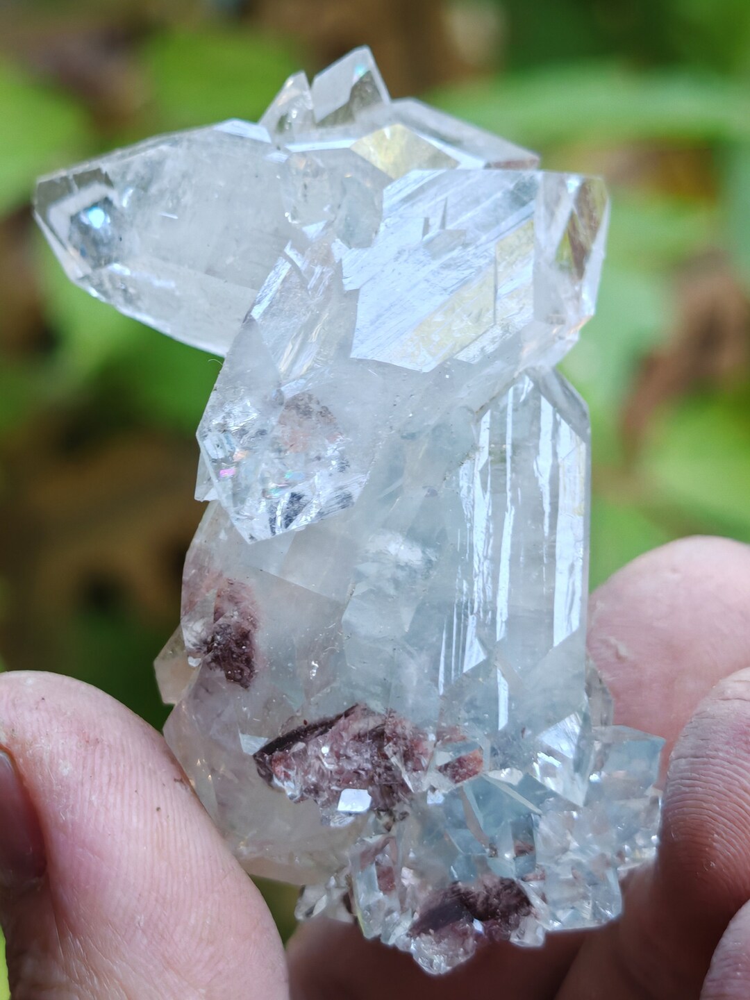 Apophyllite Stalactite With Large Points, Brown Heulandite Crystals and ...