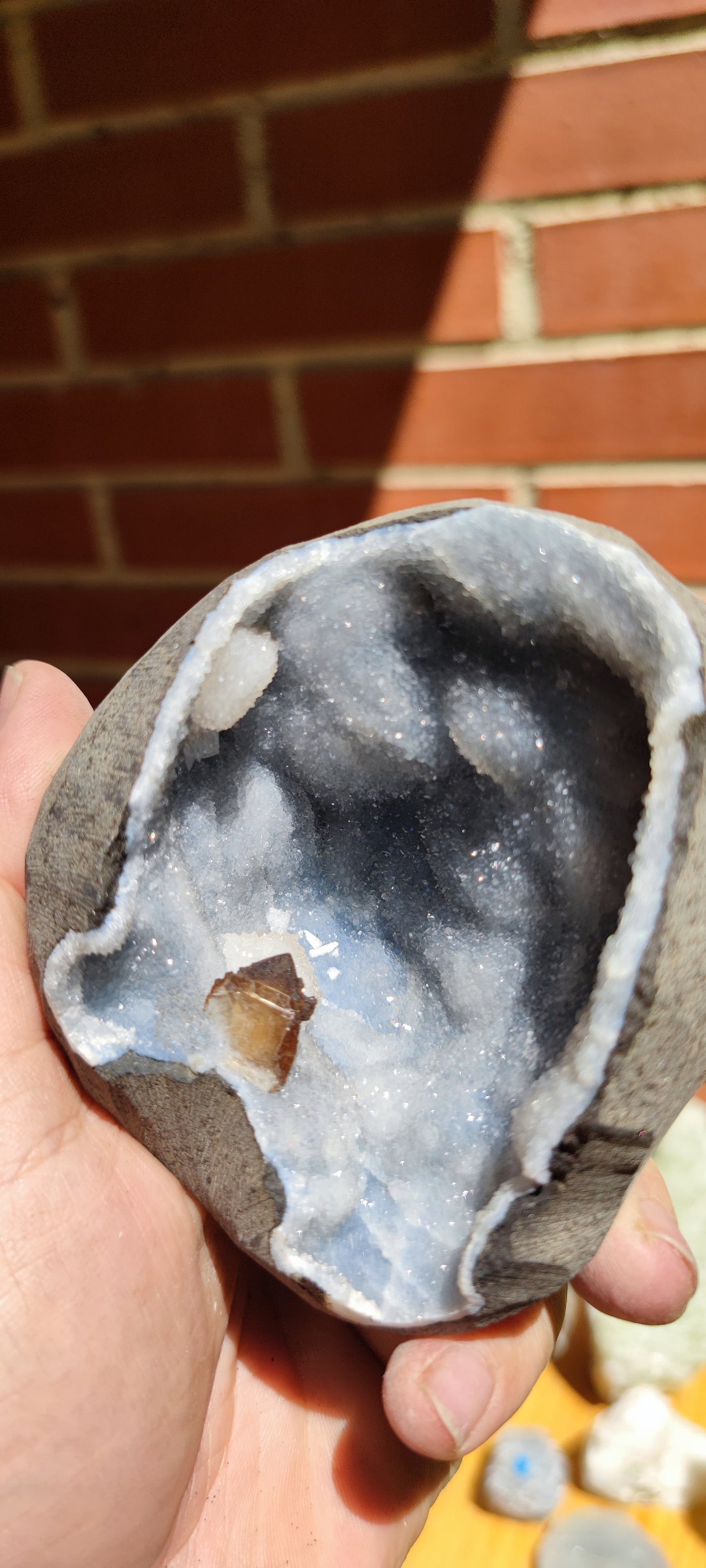 Calcite on Bright Blue Geode - Etsy