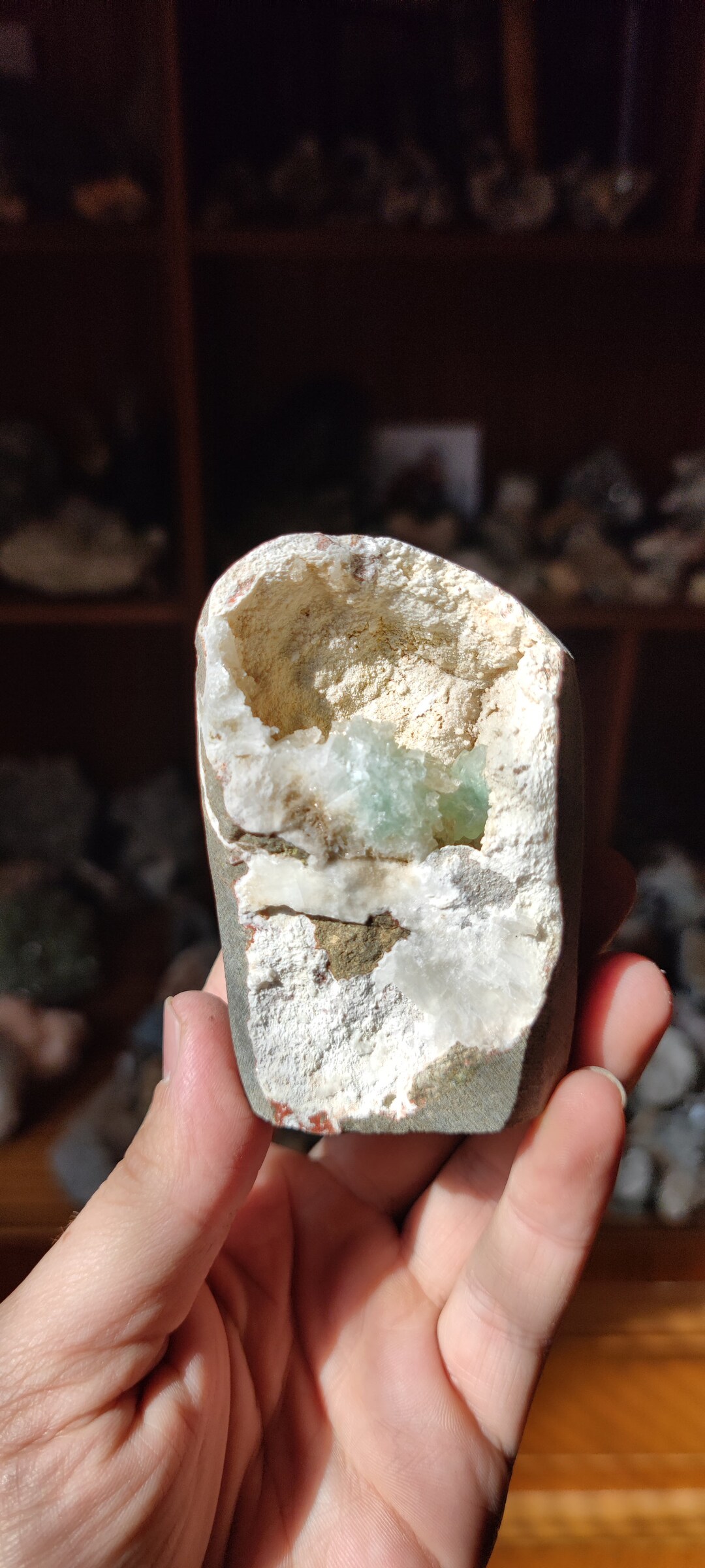 Volcanic Rock Geode With Green Apophyllite - Etsy