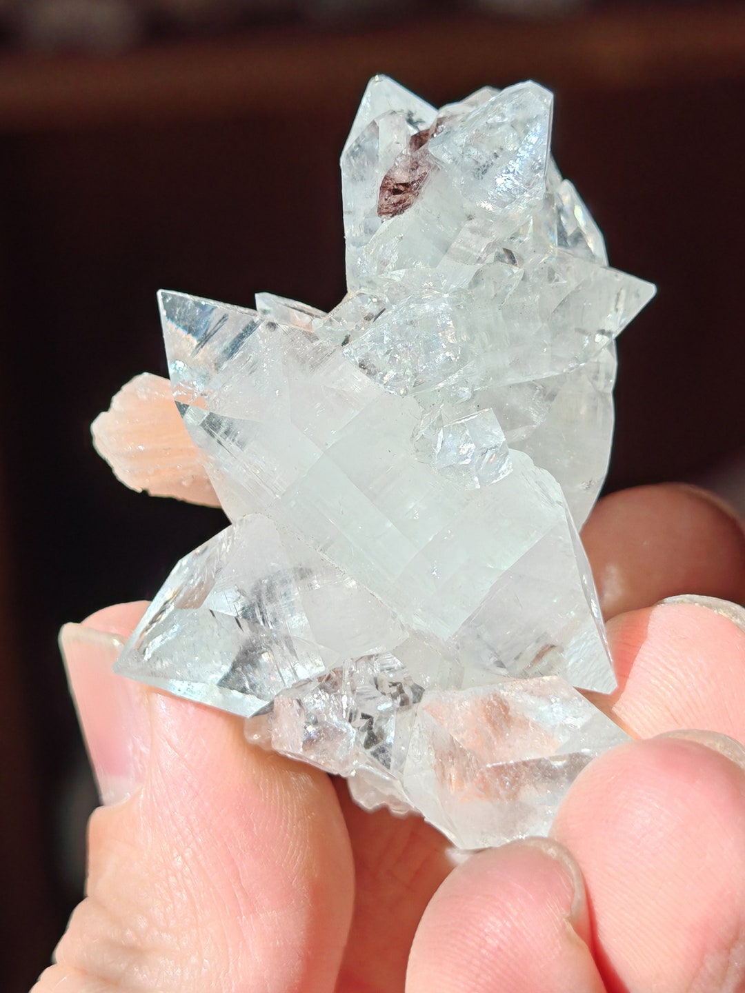 A+++ Doubly Terminated Apophyllite Crystals With Reddish Heulandite and ...