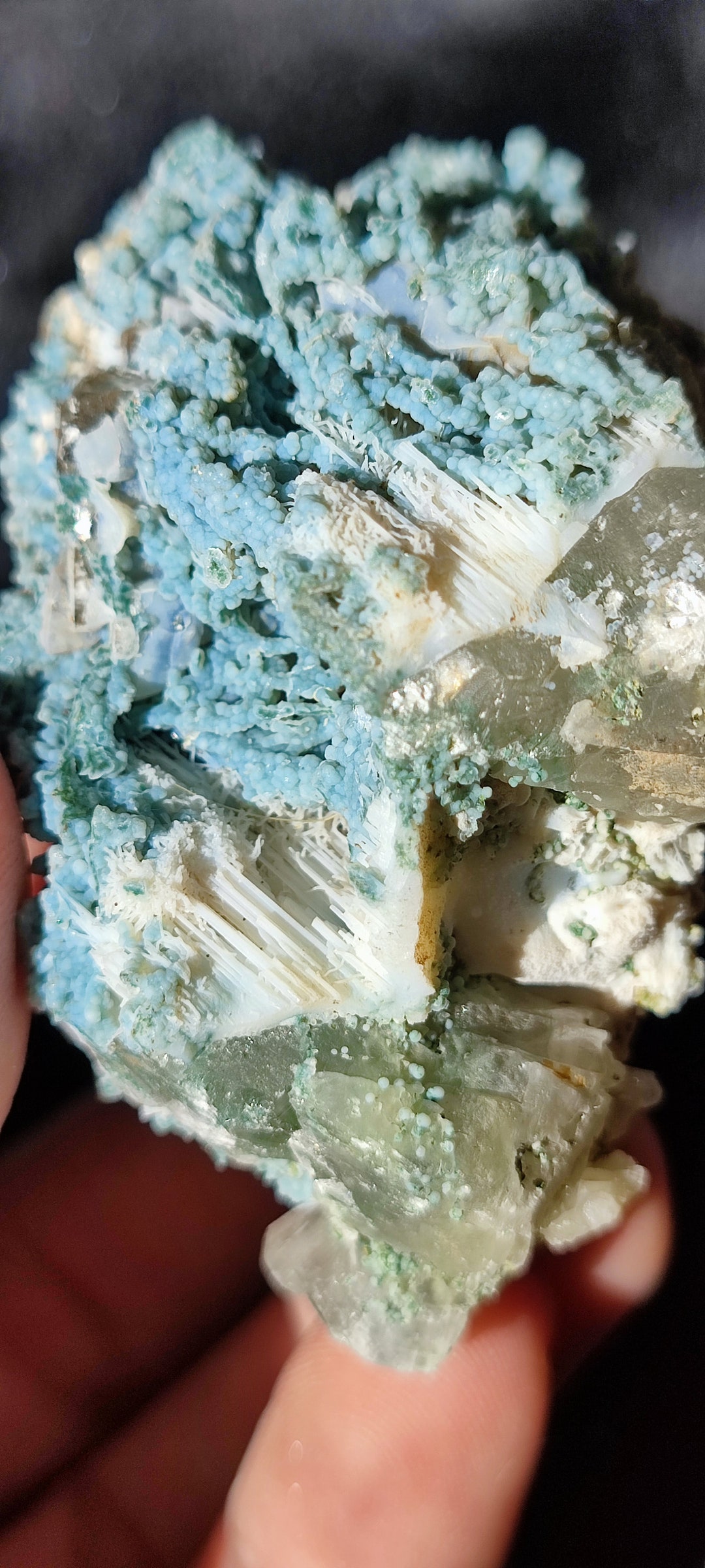 Calcite Crystals in Rare Blue Chalcedony Matrix - Etsy