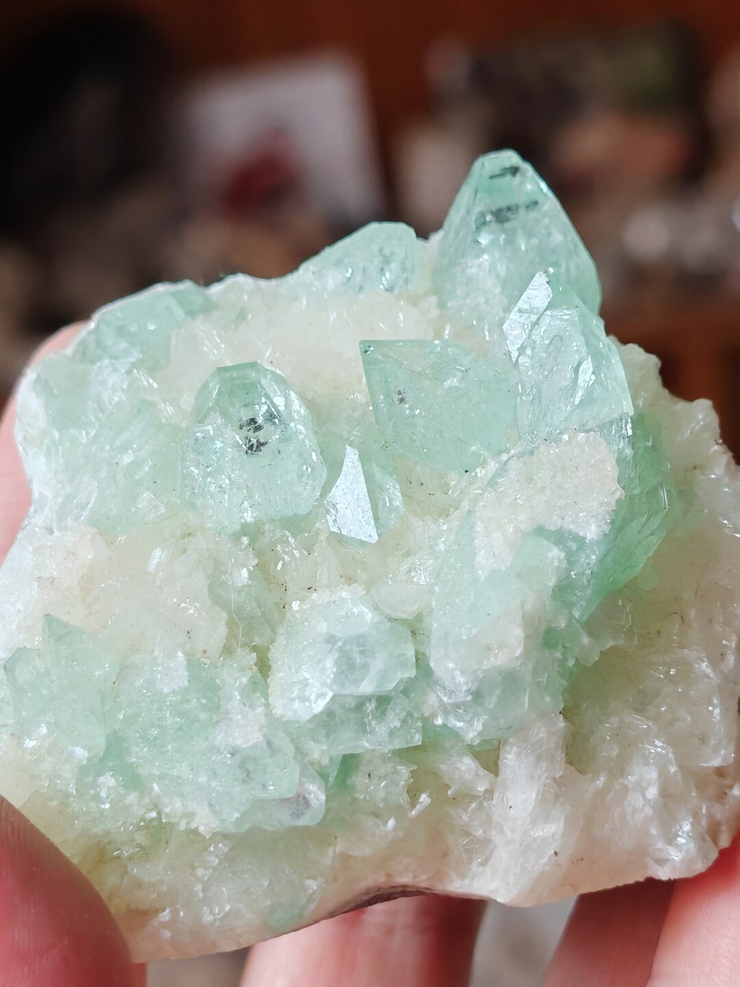 Green Apophyllite Points on Stilbite Matrix - Etsy