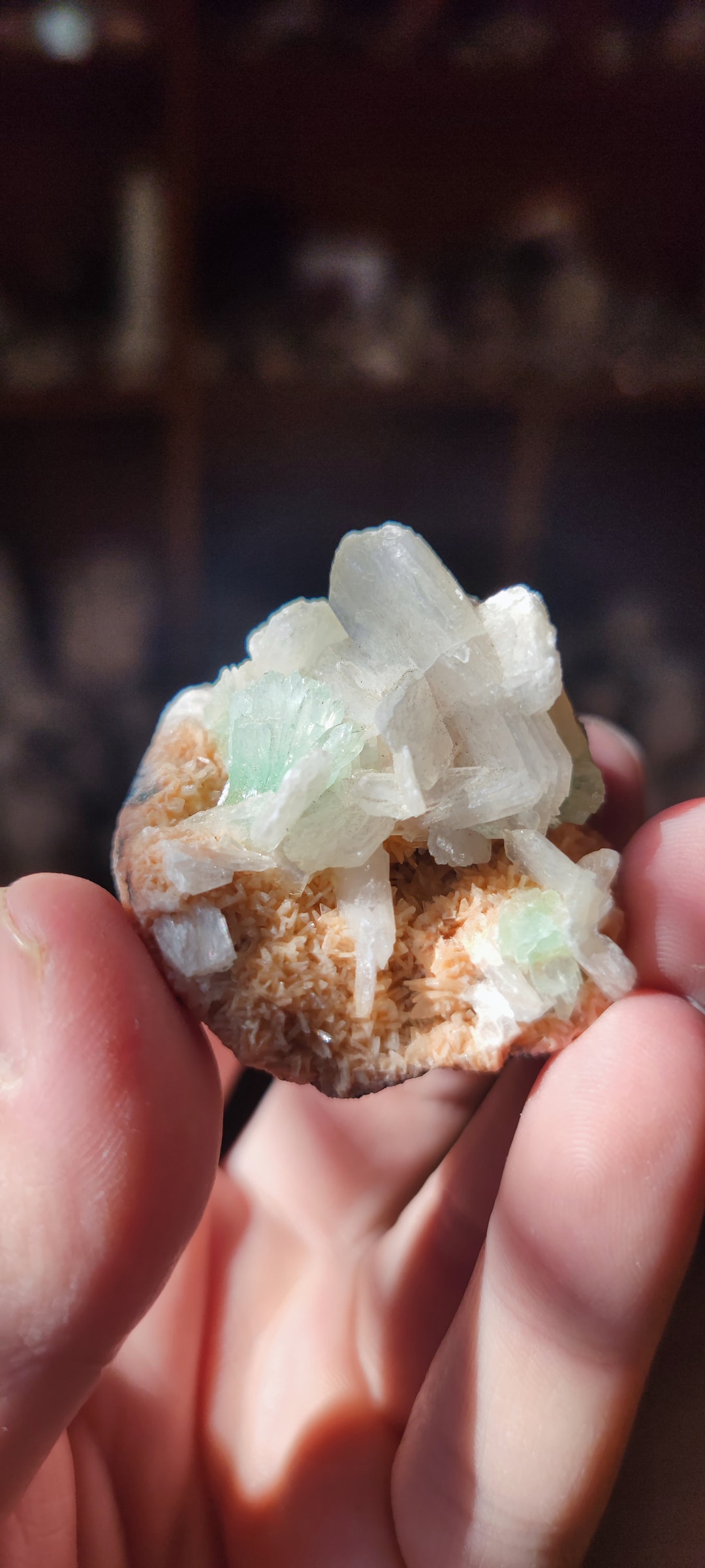 Green Apophyllite With Stilbite on Orange Heulandite - Etsy