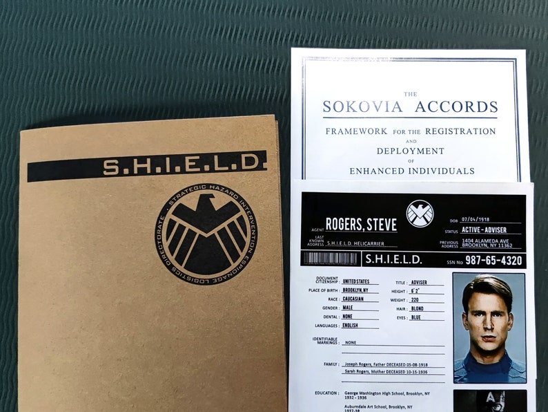 Captain America File S.H.I.E.L.D. Steve Rogers Secret Folder - Etsy