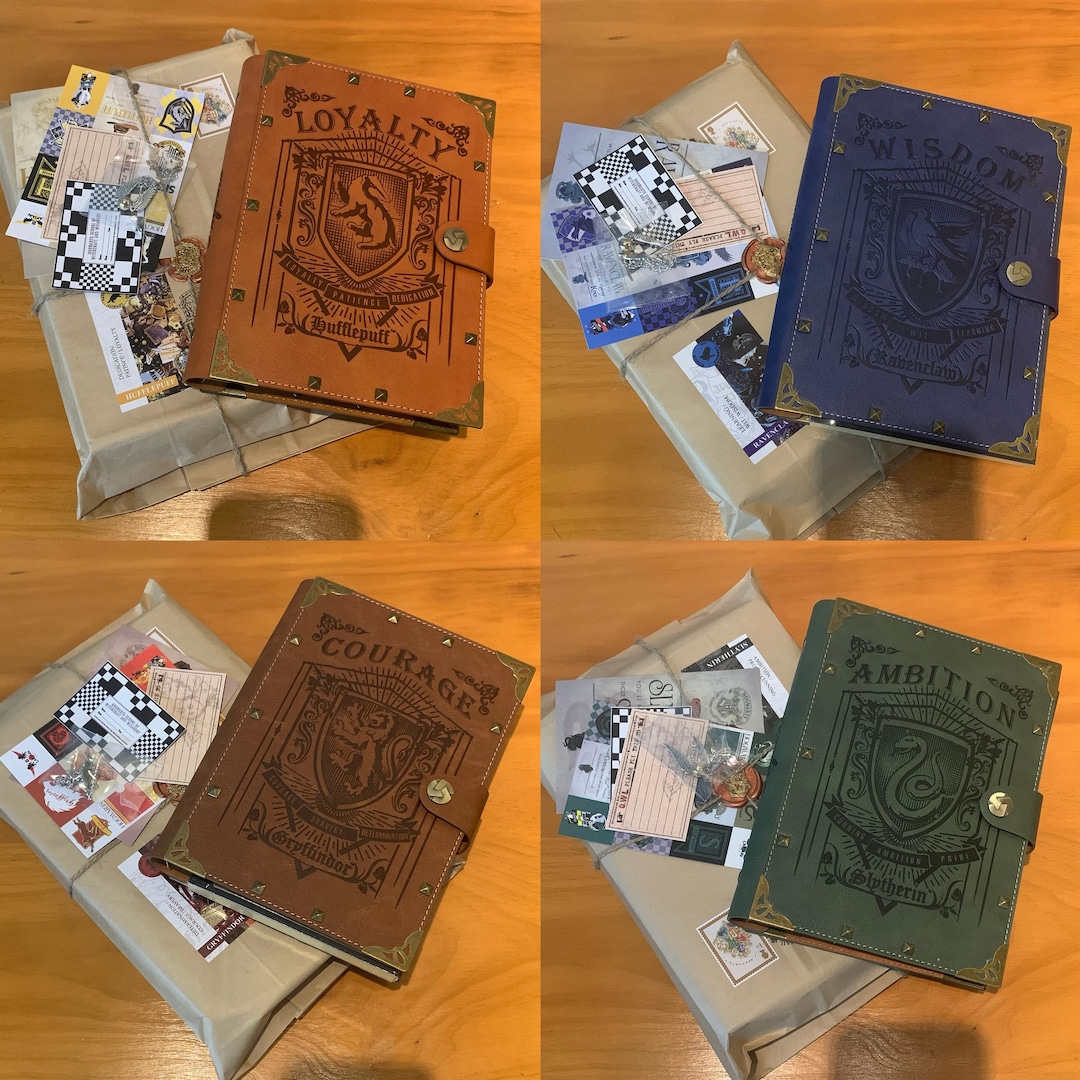 Harry Potter Gryffindor Notebook Slytherin Hufflepuff Ravenclaw Leather ...