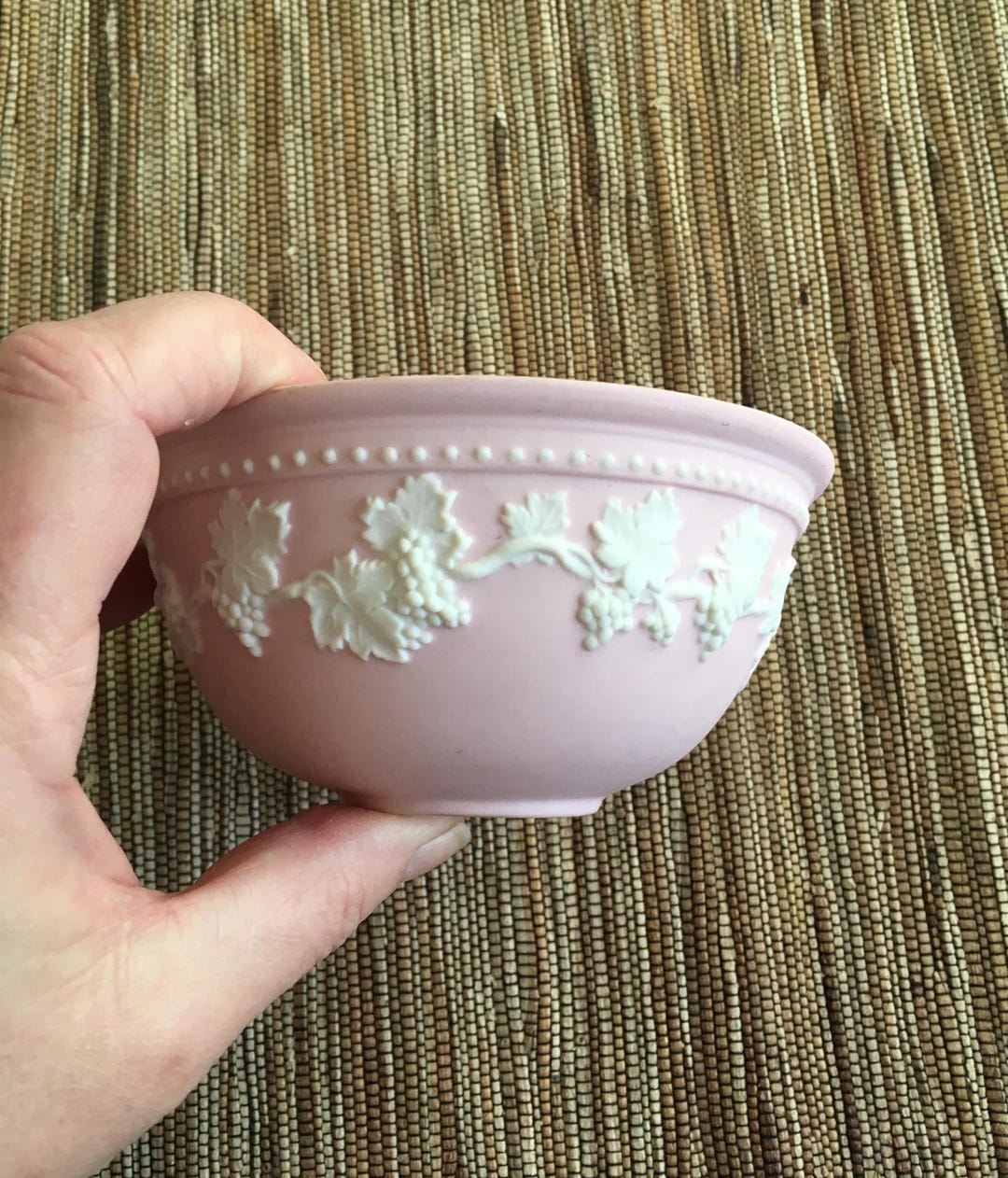 Vintage Pink Wedgeware Jasperware Taper Candle Holder Bowl Dish Italian ...