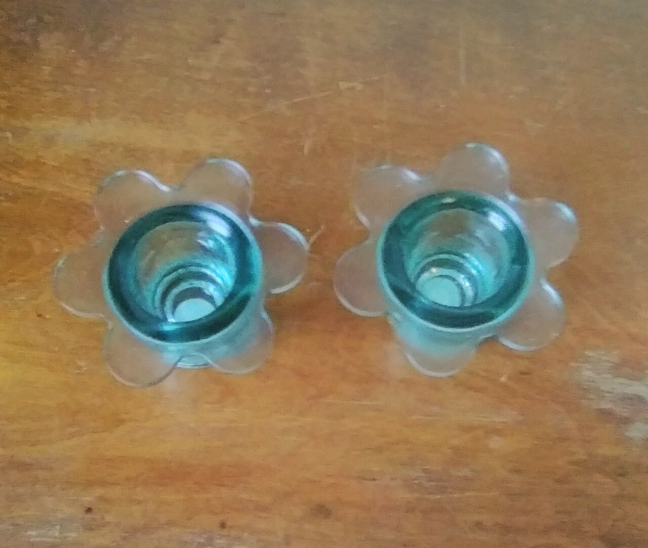 Pair VTG Recycled Glass Daisy Flower Votive Tealight Candle Holders ...