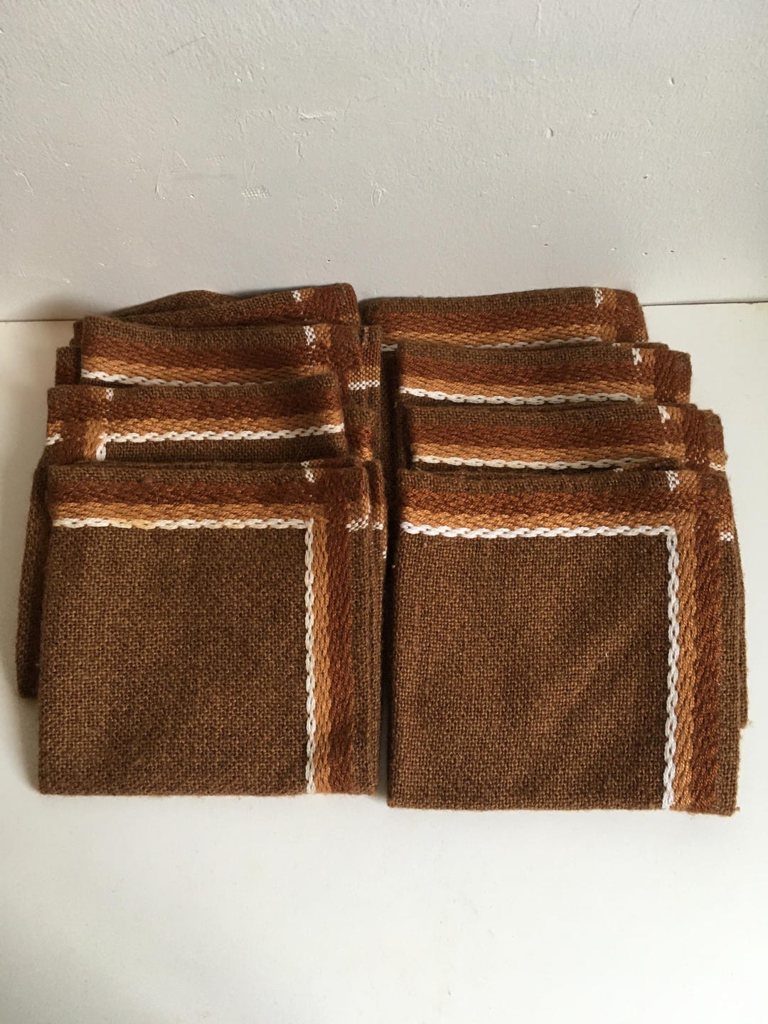 8 Vintage Tweed Wool Linen Dinner Napkins Plain Twill - Etsy