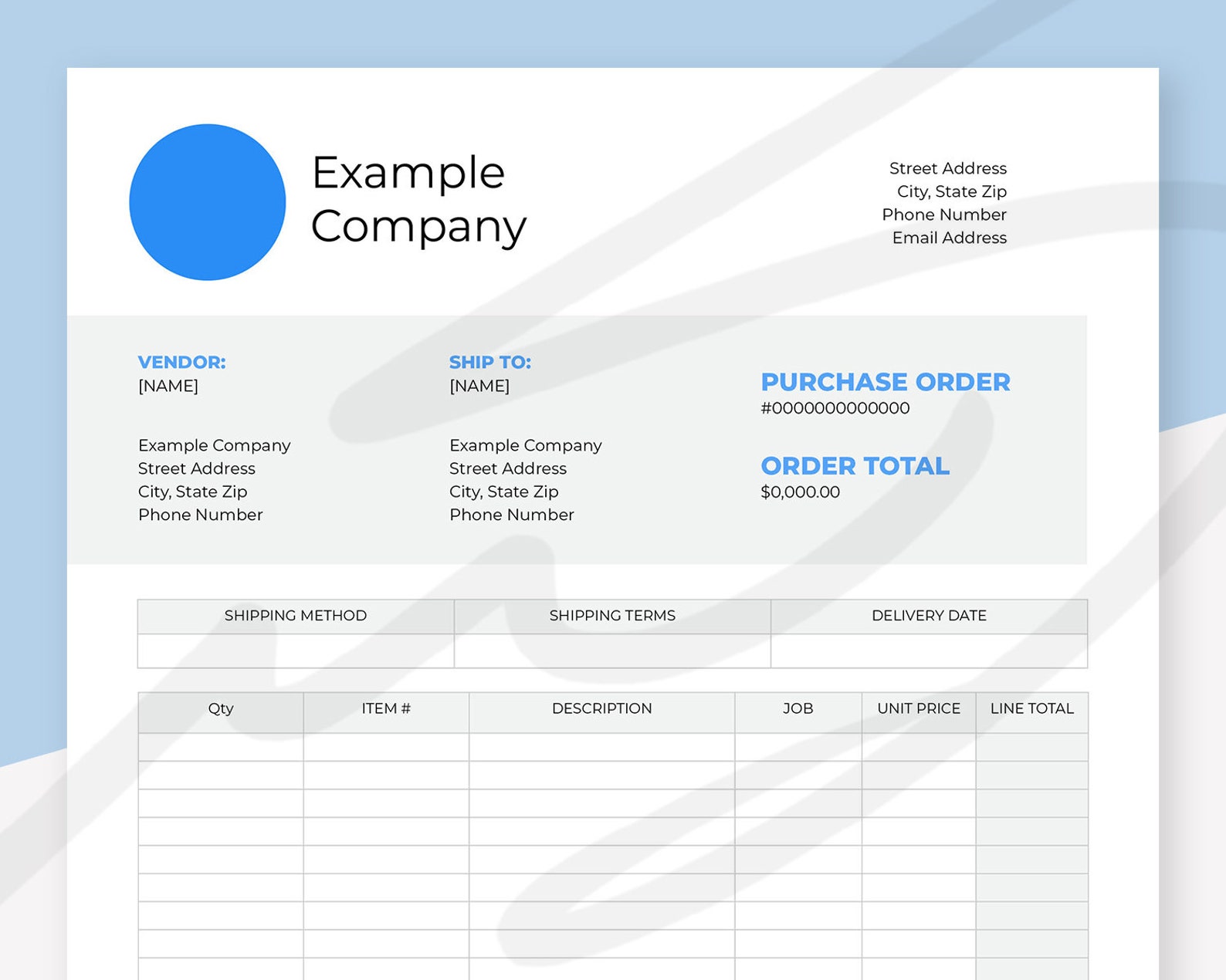 Professional Modern Purchase Order Template for PDF and Indesign ...