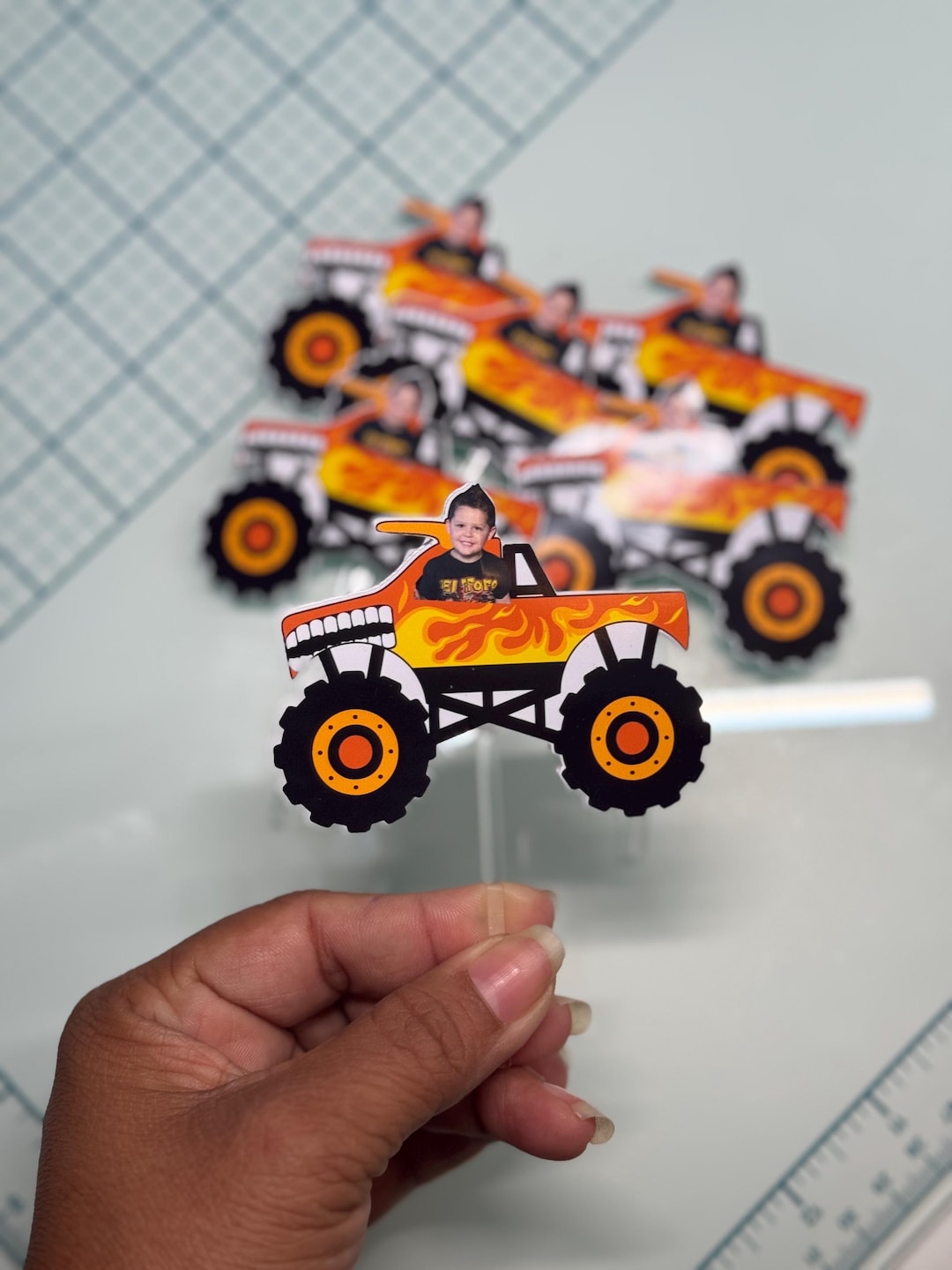 Truck Monster Cupcake Topper Personalized Cupcake Topper Photo Party ...