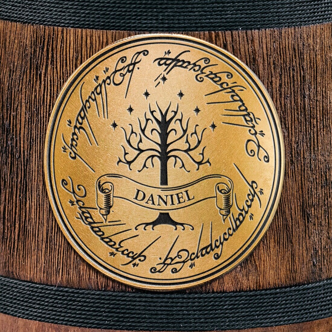 Wood Stein With Personalized Etched Plate White Tree of Gondor Mug ...