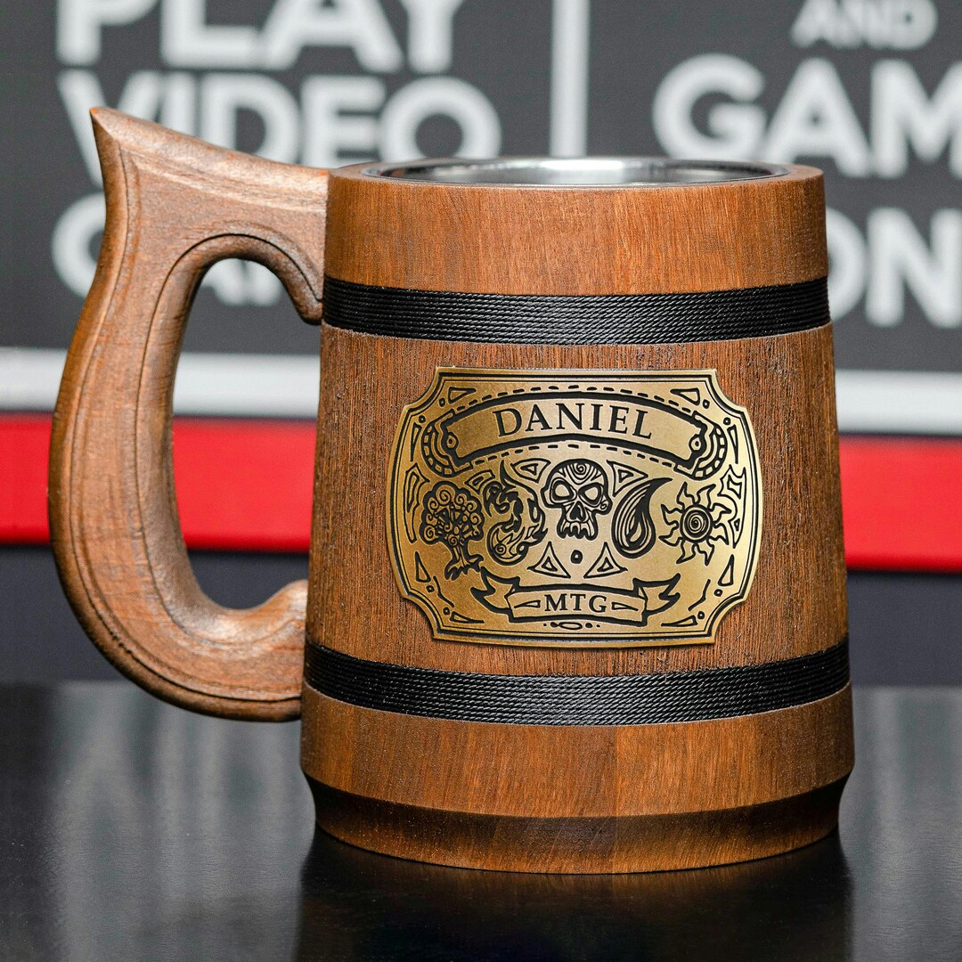 Mtg Gift Custom Wood Tankard Gamer Gifts - Etsy