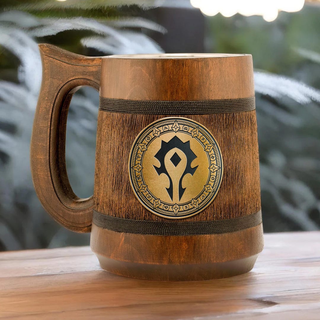 Horde Mug Handmade Wood Stein With Etched Plate Gift for Gamer - Etsy
