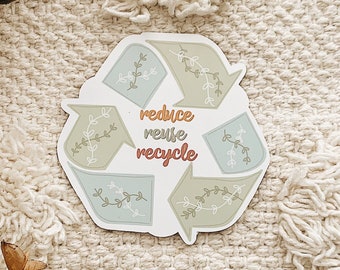 Reduce Reuse Recycle Eco Friendly Sustainable Bottle Laptop Sticker ...