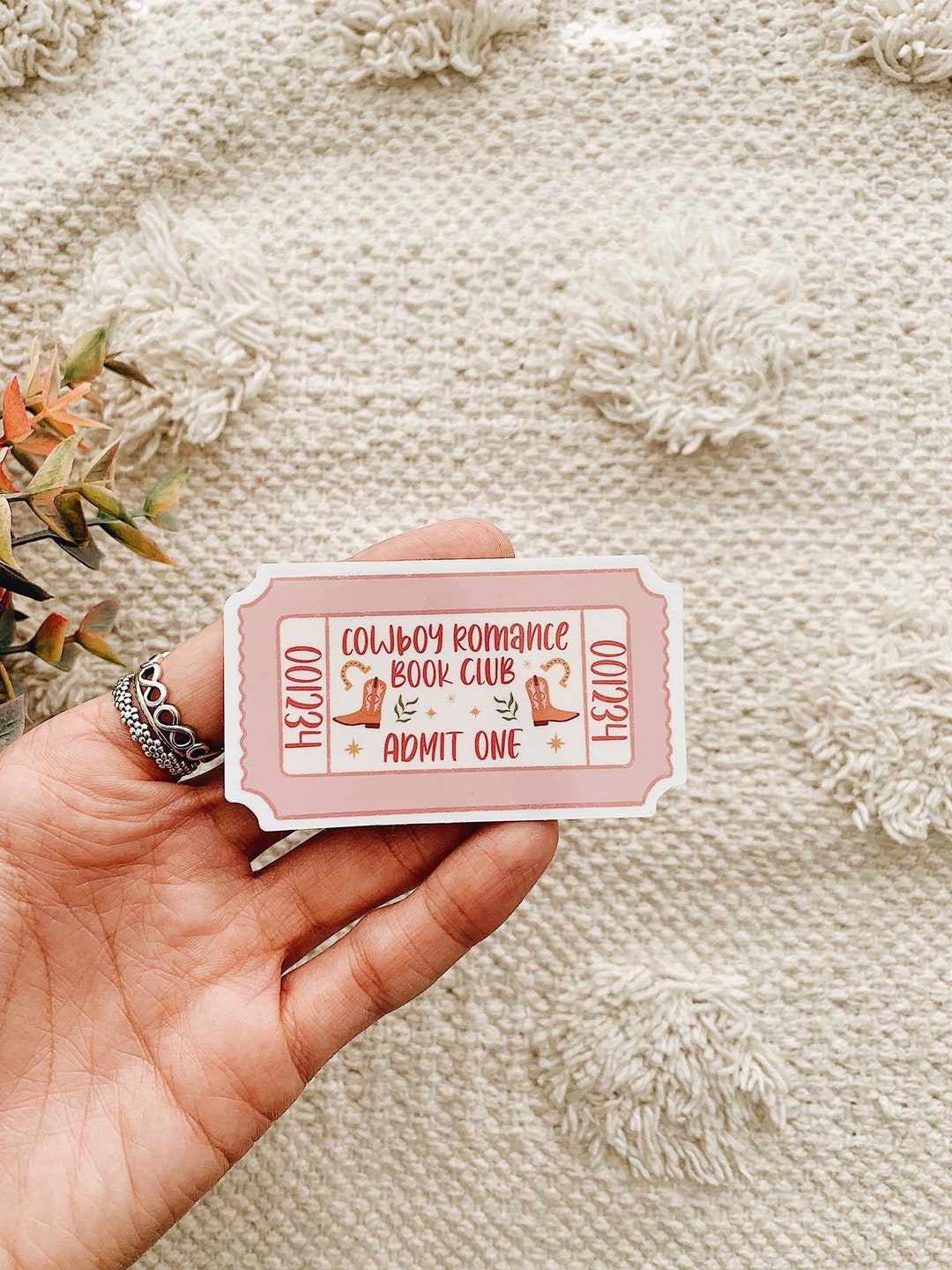 Cowboy Romance Book Club Admit One Coupon Style Sticker | Cowboy ...