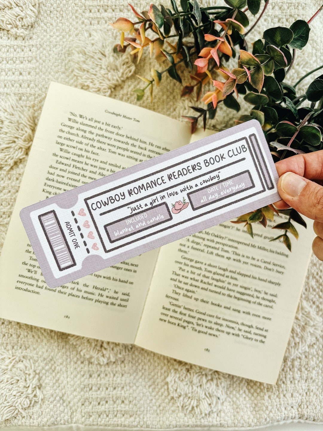 Cowboy Romance Readers Book Club Linen Bookmark | Bookmark Voucher ...