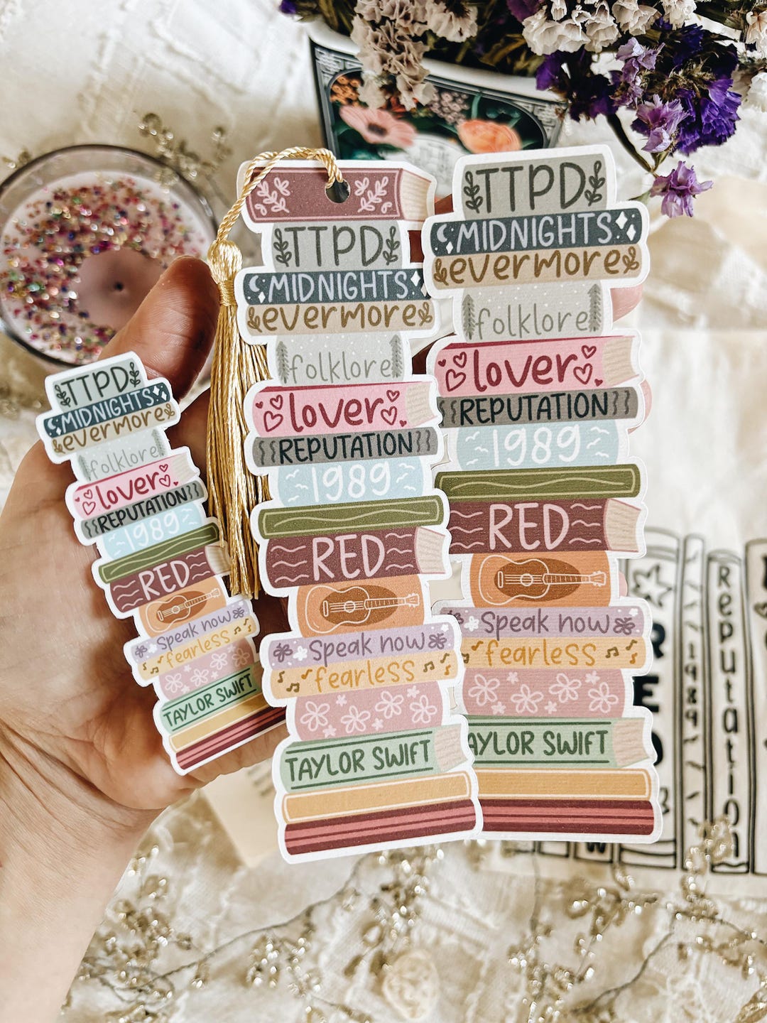 Tswift Album Bookstack Vinyl Sticker and Tassel Bookmark Swift Book ...