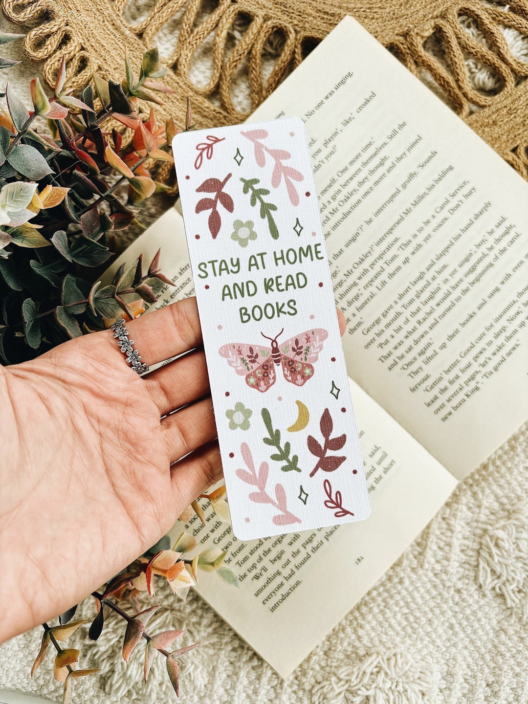 Stay at Home and Read Books Linen Bookmark | Reading Era | Linen ...