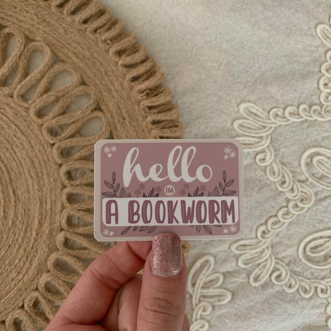 Hello I'm a Bookworm Sticker | Etsy