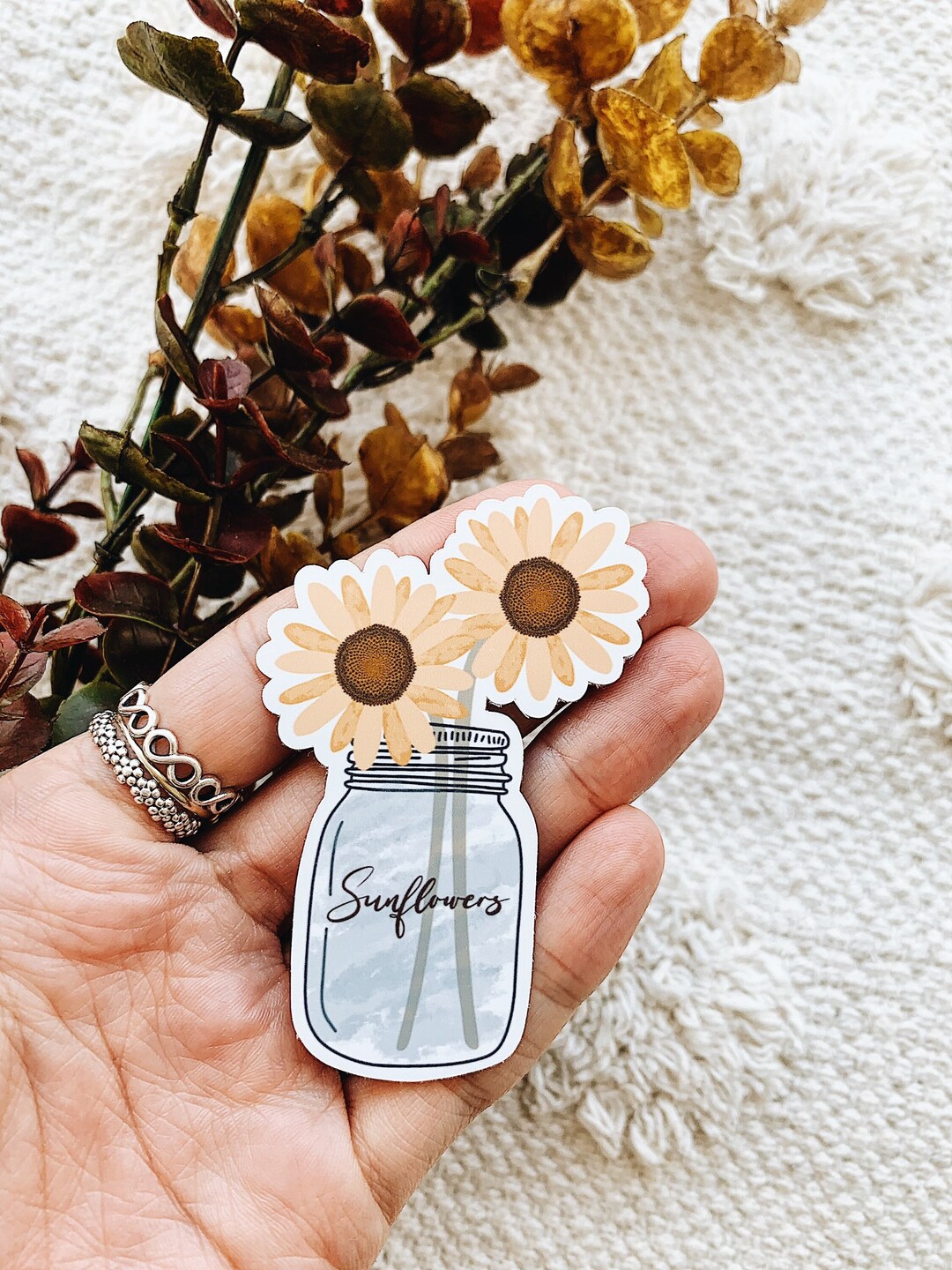 Sunflower Mason Jar Sticker - Etsy