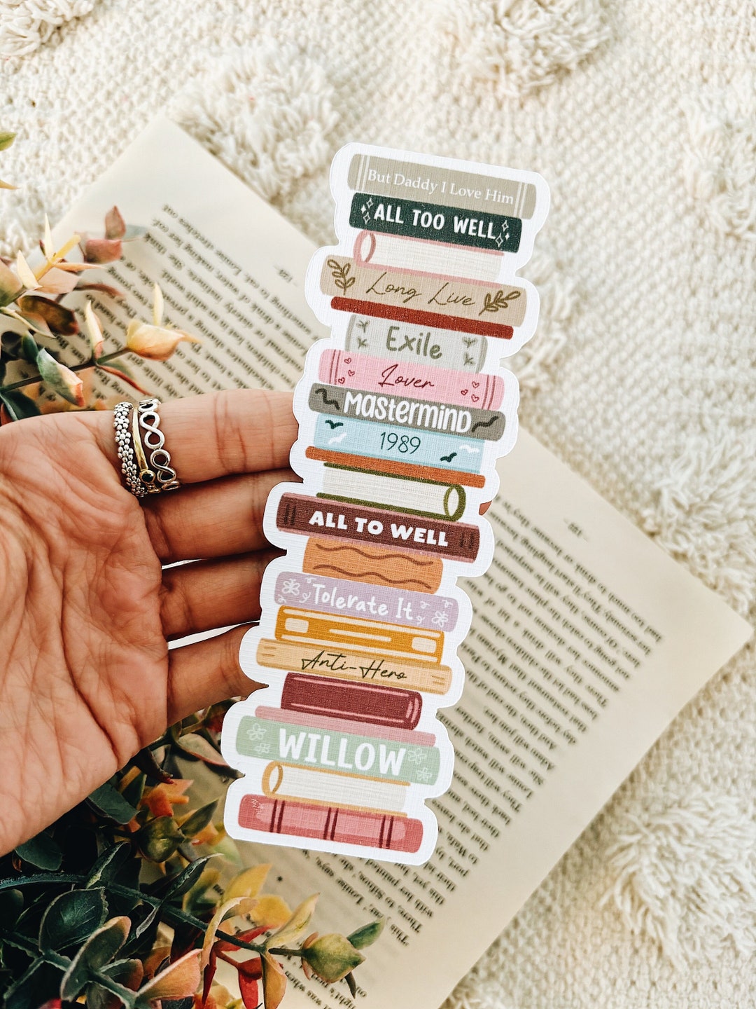 Tswift Personalised Album Songs Bookstack Linen Bookmark | Album ...