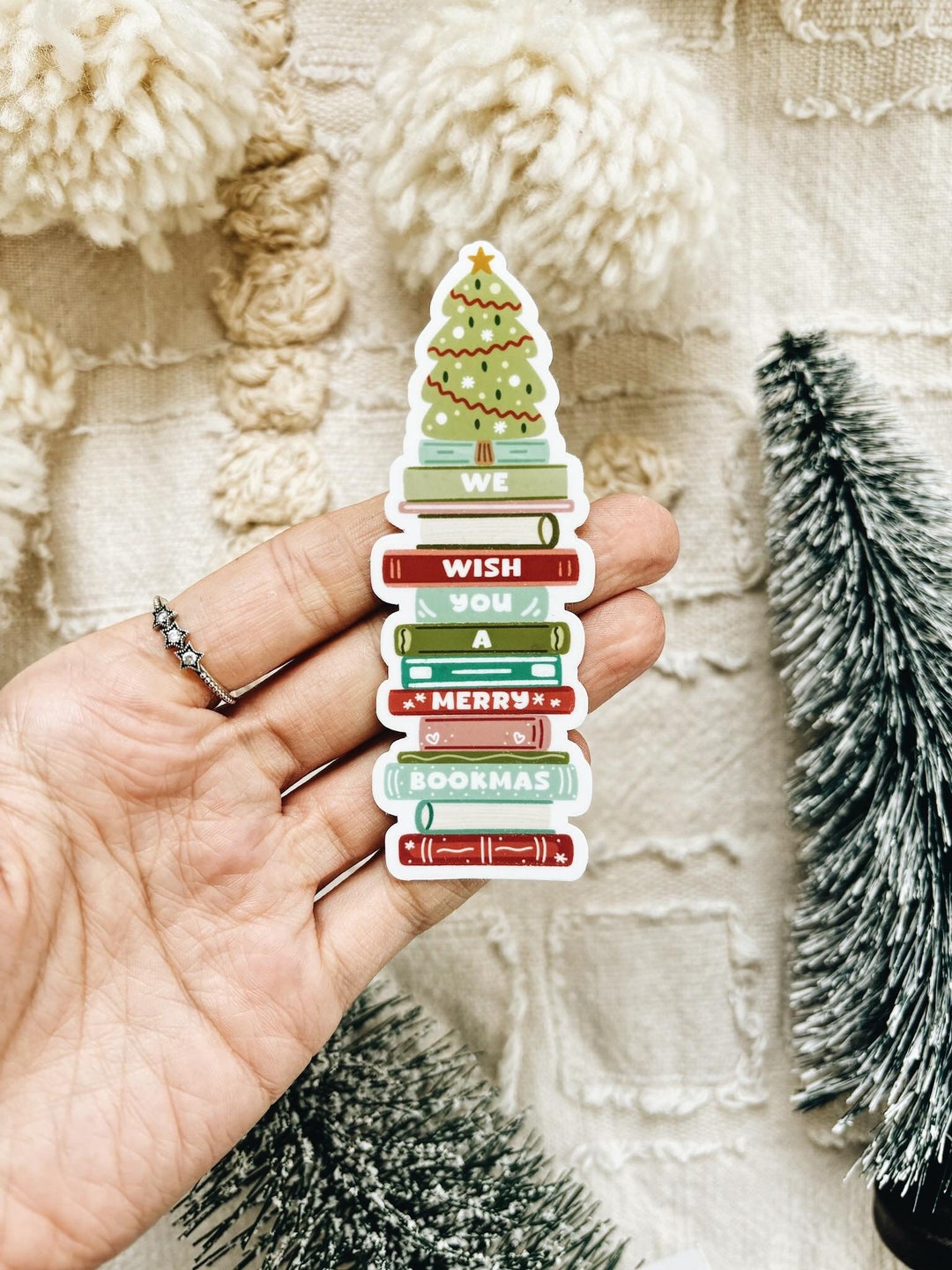 We Wish You a Merry Bookmas Bookstack Vinyl Sticker Decal - Etsy