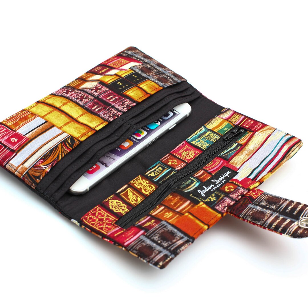 Antique Books Fabric Wallet, Bookshelf Purse, Lightweight Card ...