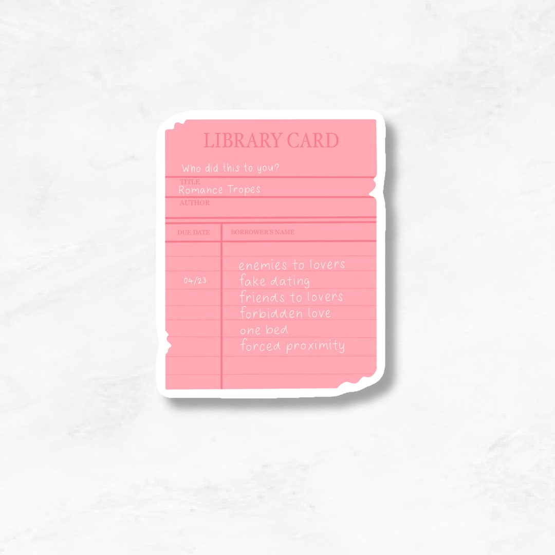 Library Card Sticker, Book Tropes Sticker, Bookish Sticker, Book Lover ...