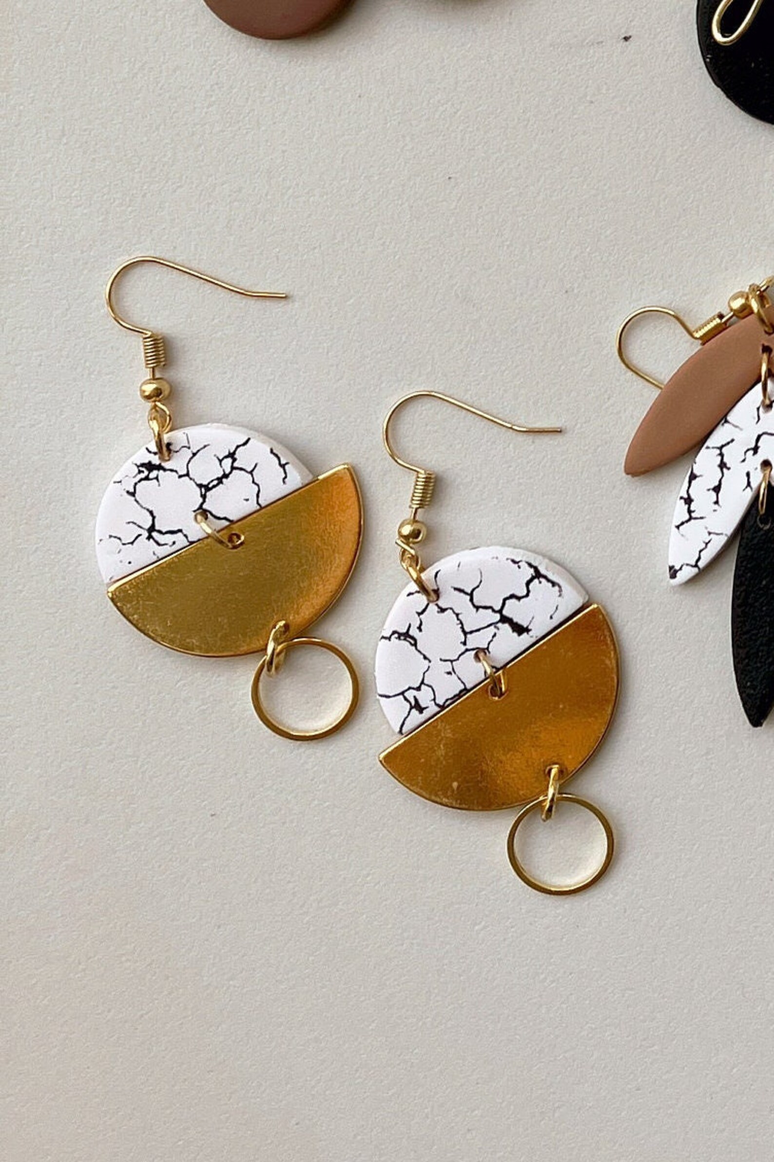 Neutral Colors Polymer Clay Earrings - Etsy