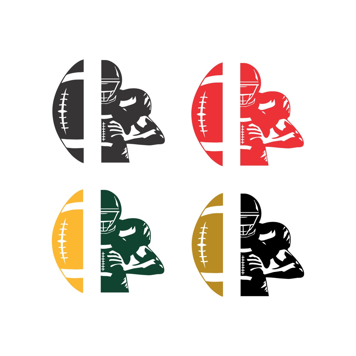 Half Football Player Svg Digital Download Football Svg - Etsy