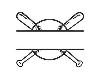 Baseball Split Name Monogram Svg, Baseball Mom Svg, Crossed Baseball ...