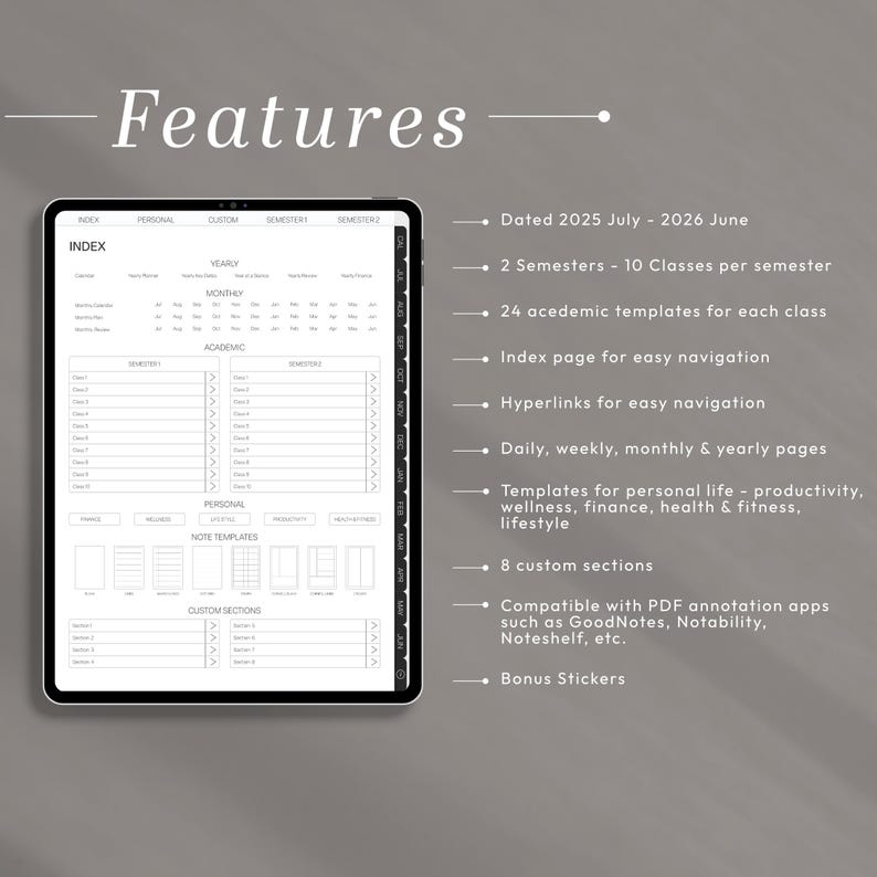 2025-2026 Digital Academic Planner for Students – Ipad, Goodnotes ...