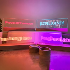 Game Streaming Personalised Name Display Twitch Streamer Edge Lit ...