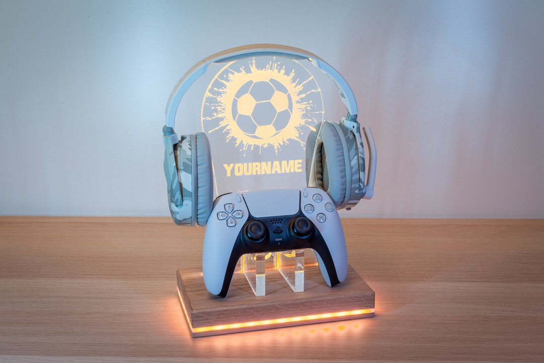 Deluxe Football Soccer Personalised Headset Controller Stand, RGB LED ...