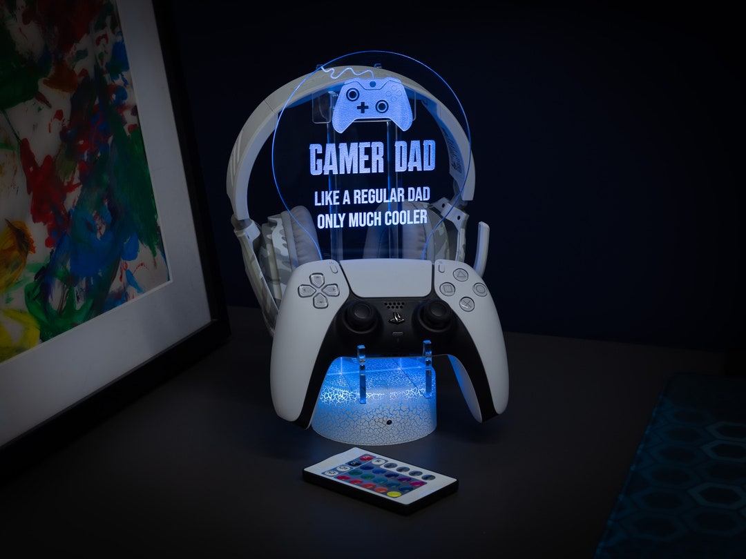 Gamer Dad Headset and Controller Holder Gaming Station, Gamer Gift ...