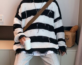 Emo Striped Sweater - Etsy