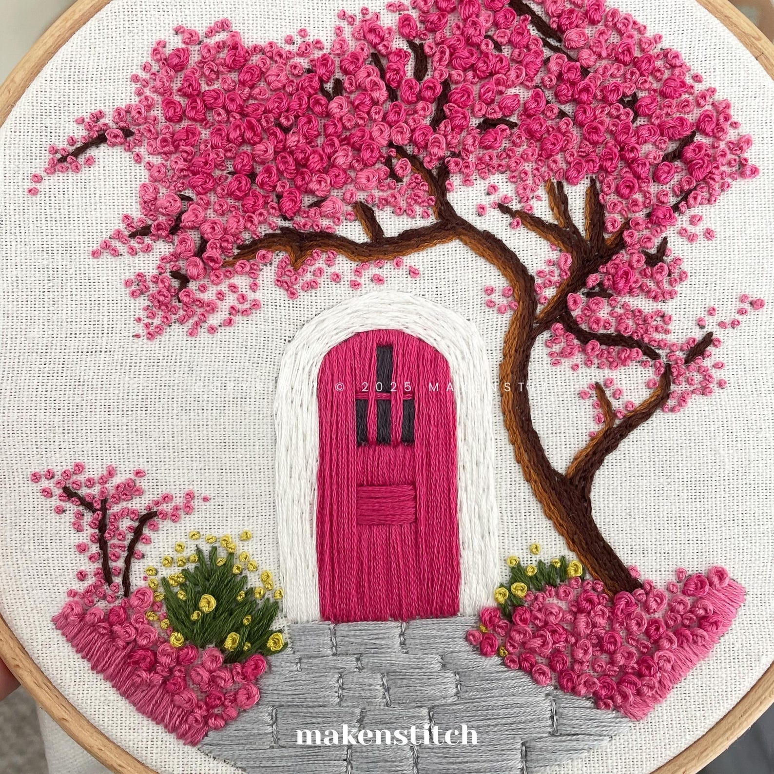 Cherry Blossom Tree Hand Embroidery Pattern, Sakura Tree Embroidery ...