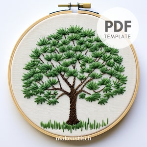 Green Tree Hand Embroidery Design, Tree Hand Embroidery, Tree Pattern ...