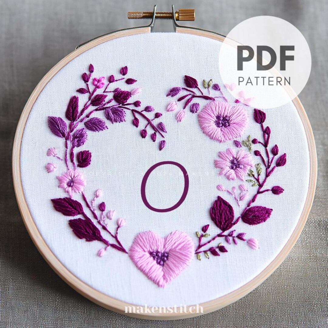 Letter O Valentine Embroidery Design, Hand Embroidery, Letter ...
